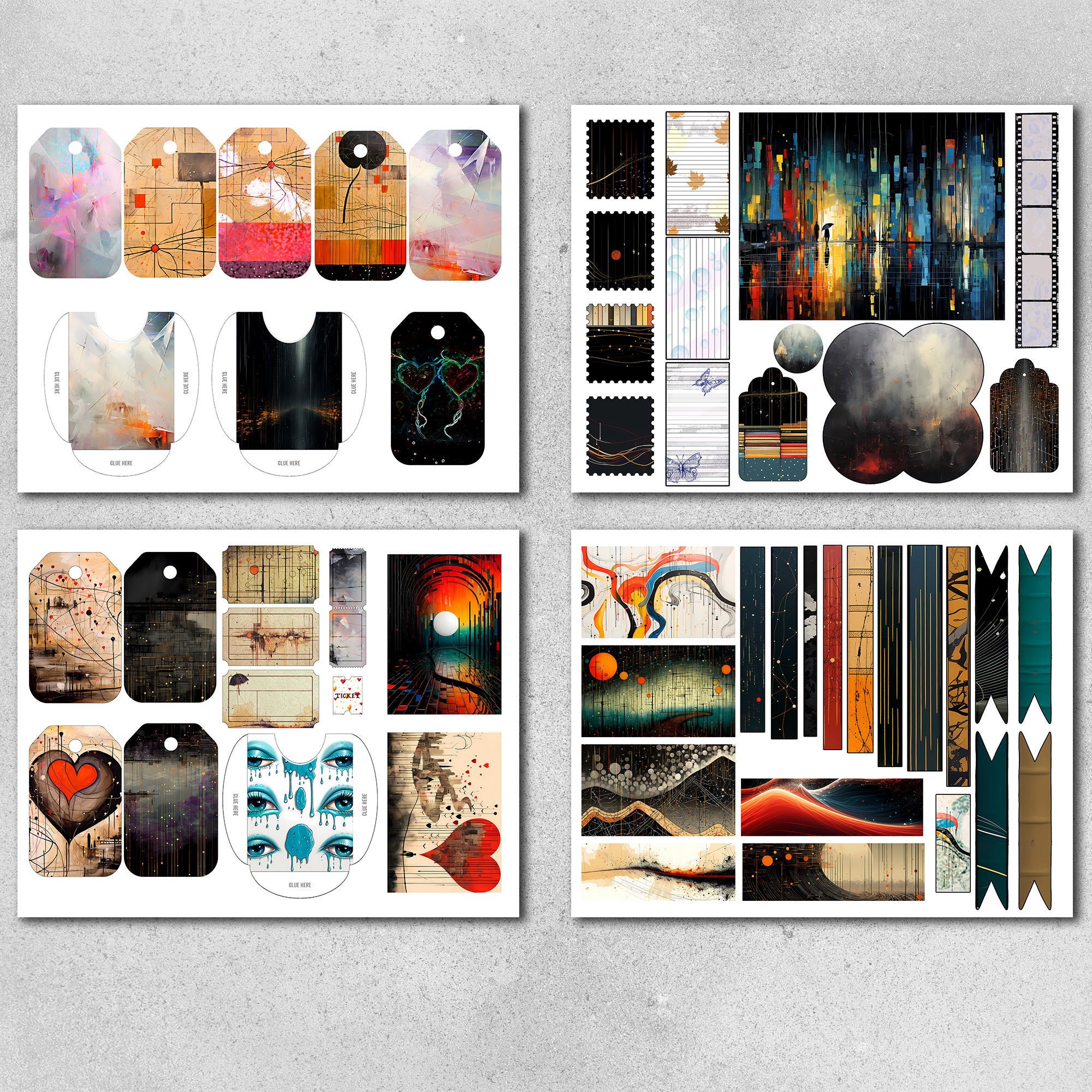 Emotions in Decadence Style: A Printable Journal Kit Pages, Backgrounds ...