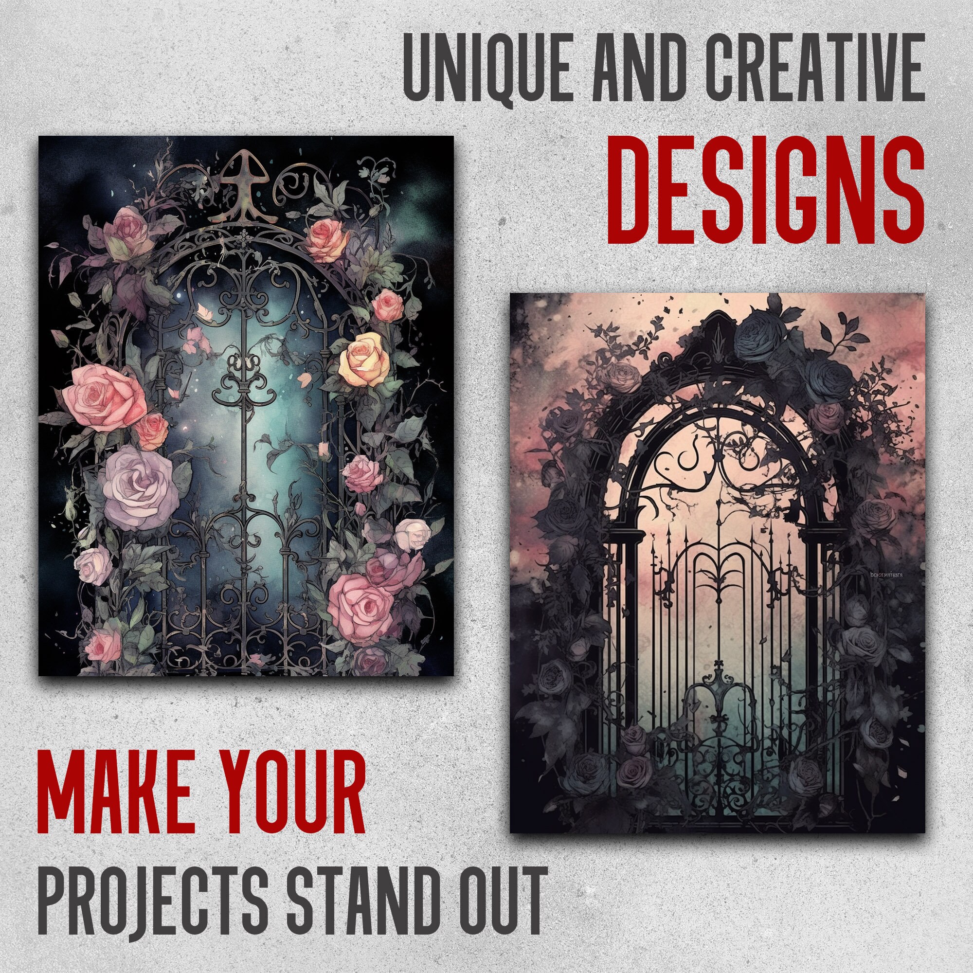 Gothic Arches Journal Pages Printable Grunge Architecture Papers for ...