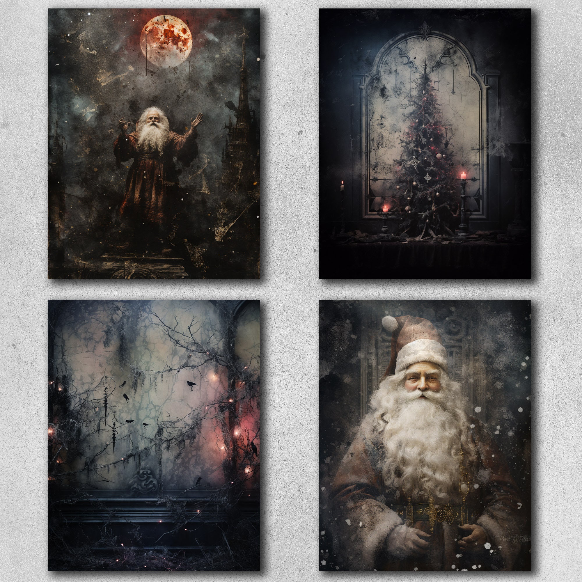 Gothic Christmas Digital Art: Vintage Grunge Illustrations (digital ...