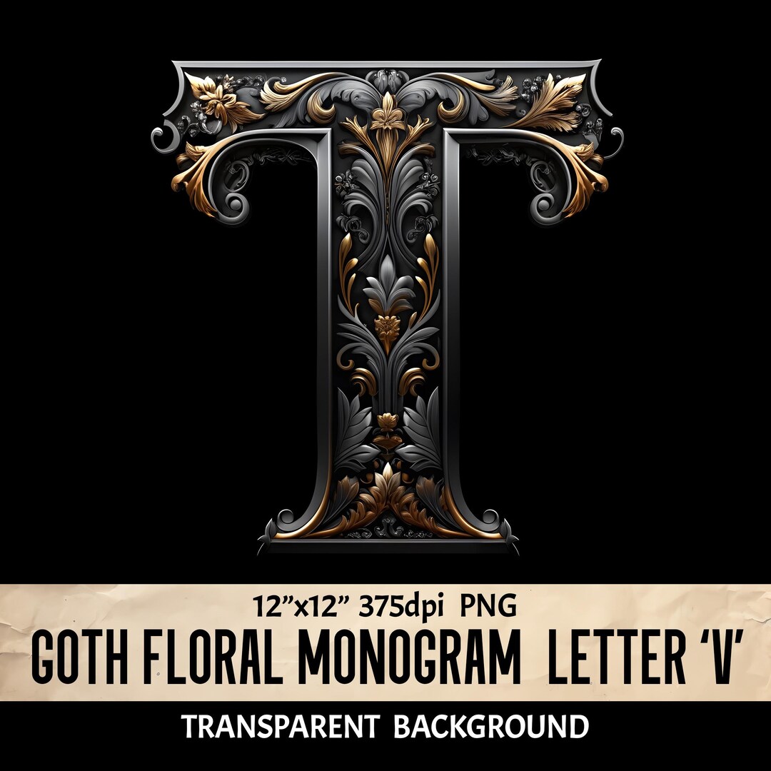 Gothic Alphabet Letter T PNG - Printable Clipart for Junk Journal ...