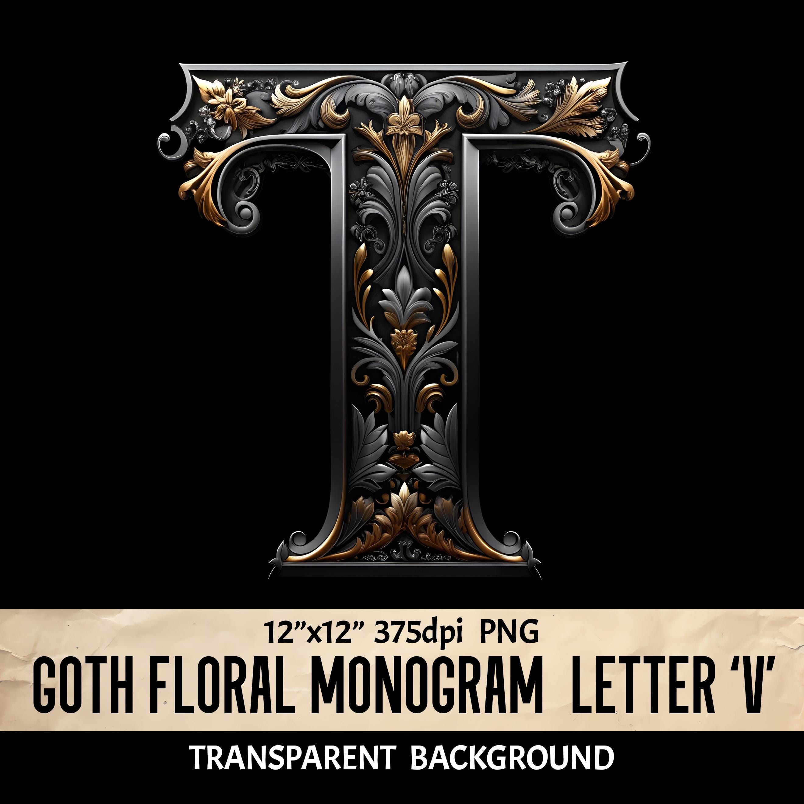 Gothic Alphabet Letter T PNG Printable Clipart for Junk Journal ...