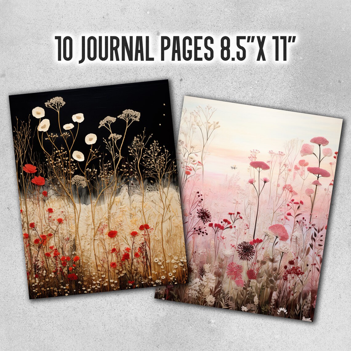 Printable Meadow Flowers Journal Page Wildflowers Digital Paper for ...
