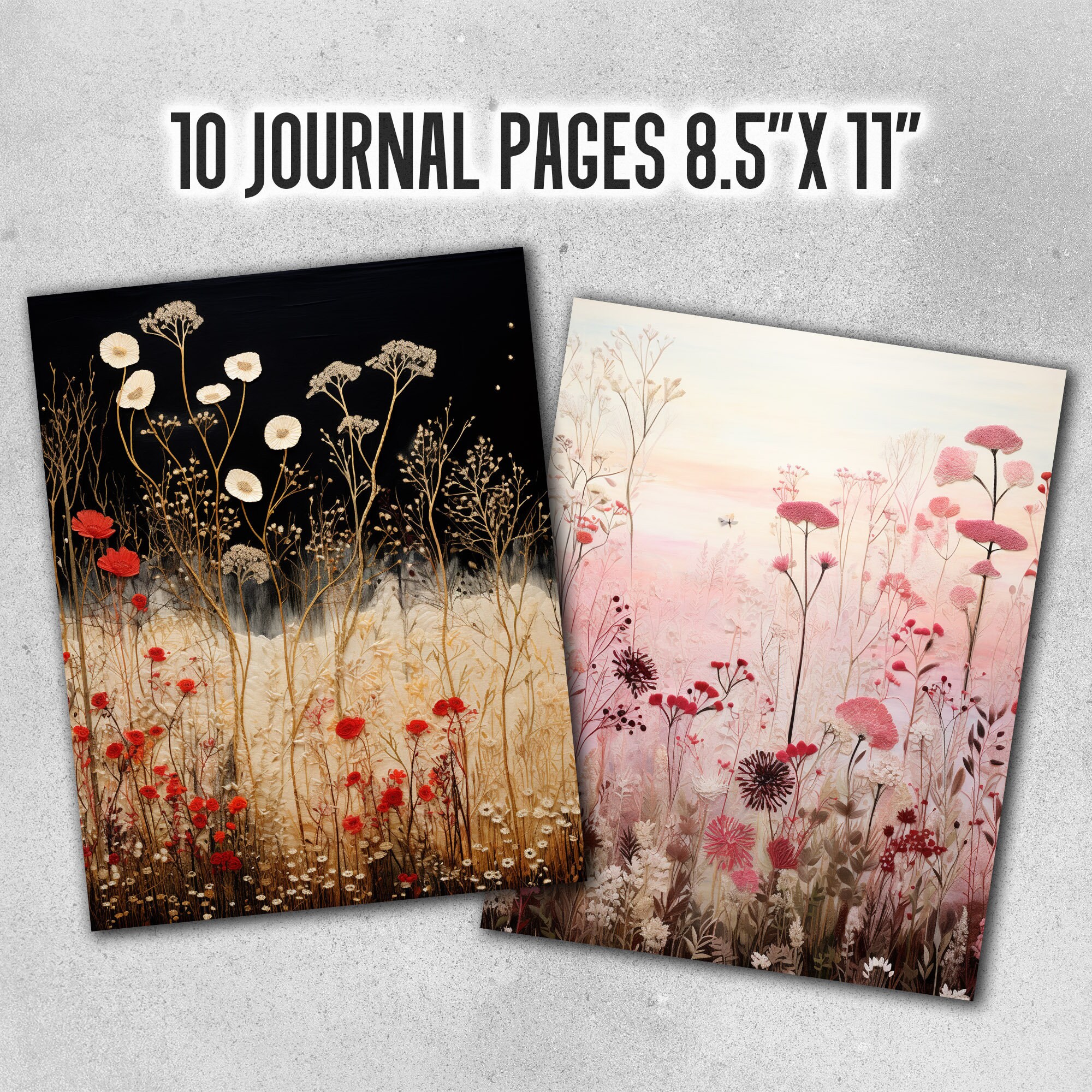 Printable Meadow Flowers Journal Page Wildflowers Digital Paper for ...