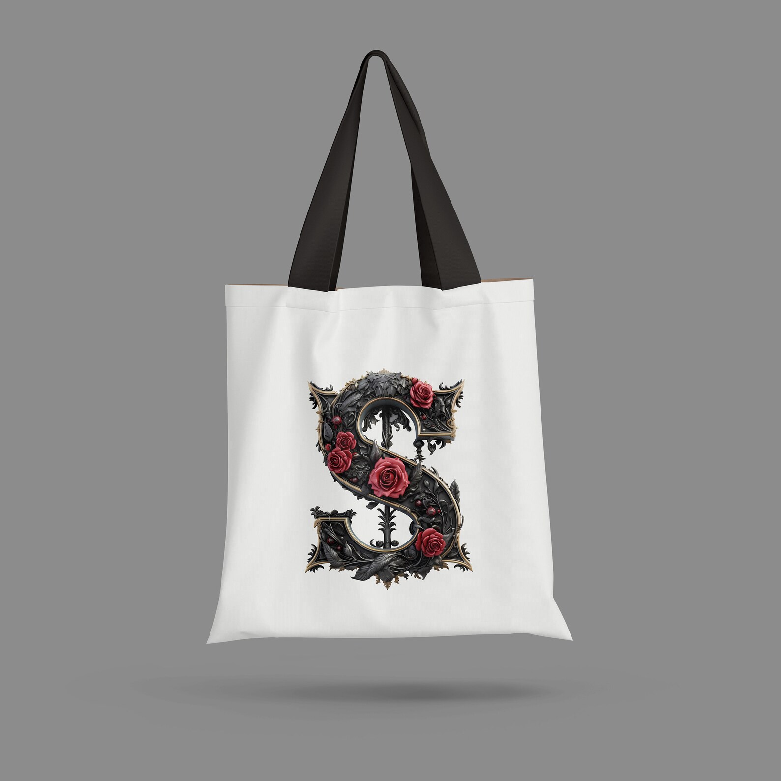 Goth Floral Monogram Initial Letter S Sublimation Scrapbooking Collage ...