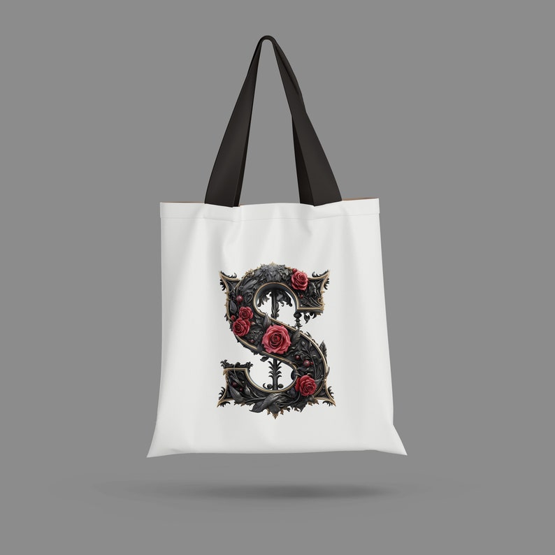 Goth Floral Monogram Initial Letter S Sublimation Scrapbooking Collage ...