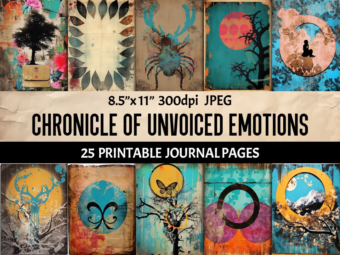 Hidden Emotions Abstract Expressive Printable Junk Journal Pages ...
