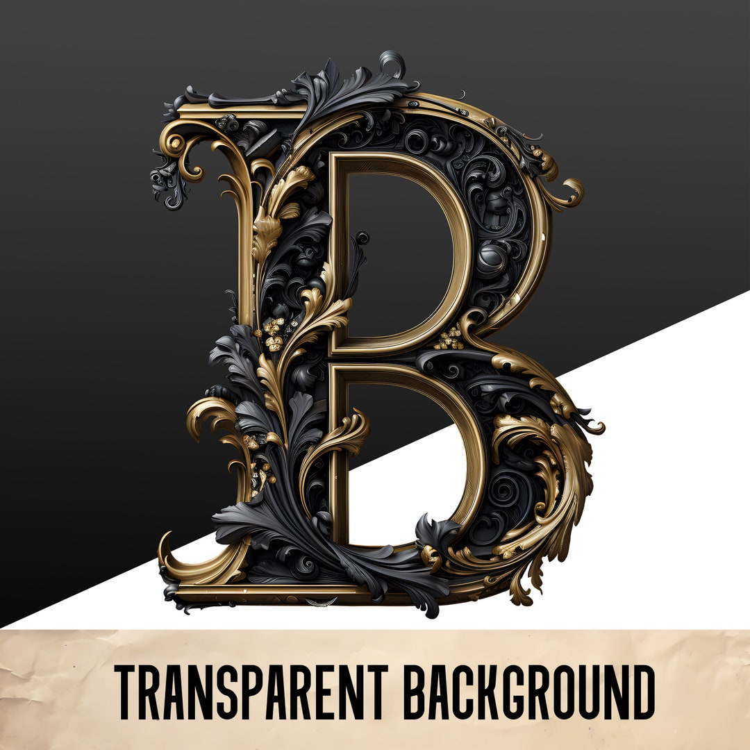 Vintage Gothic Floral Monogram B - Elegant Alphabet Initial for ...