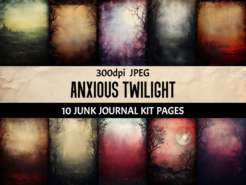 Dark Aesthetic Junk Journal Pages – Anxious Twilight Digital Paper ...