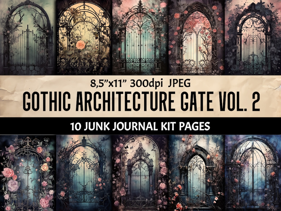 Gothic Arches Journal Pages - Printable Grunge Architecture Papers for ...