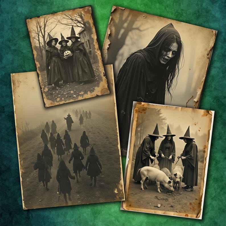 Vintage Halloween Witches Photo Prints: Creepy Retro Wall Art (digital ...