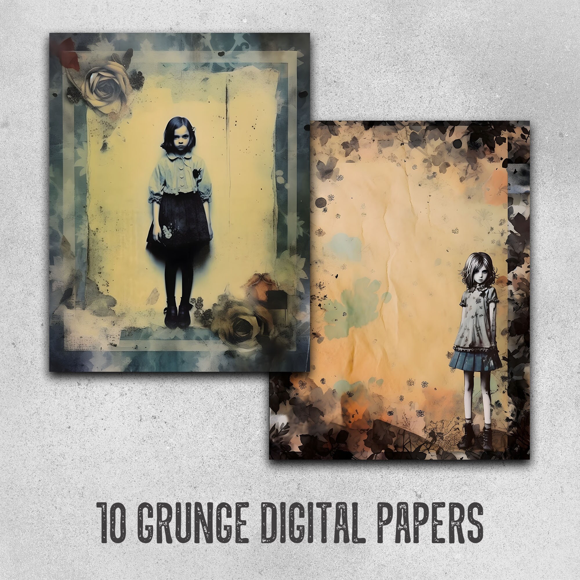 Grunge Goth Junk Journal Kit Digital Scrapbooking Papers - Etsy