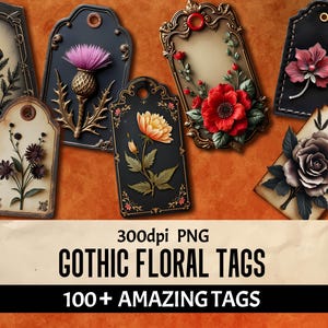 Gothic Floral Tags - 100+ Printable Goth Labels | Dark Flower Aesthetic ...