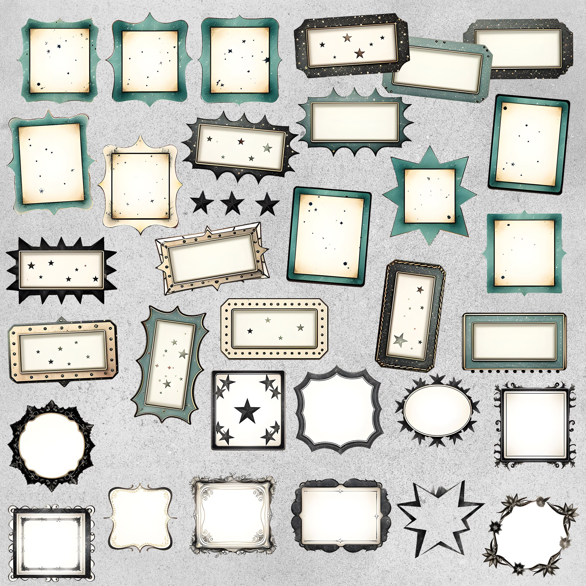 Vintage-inspired Printable Journal Kit: Unique Digital Tags Plates ...