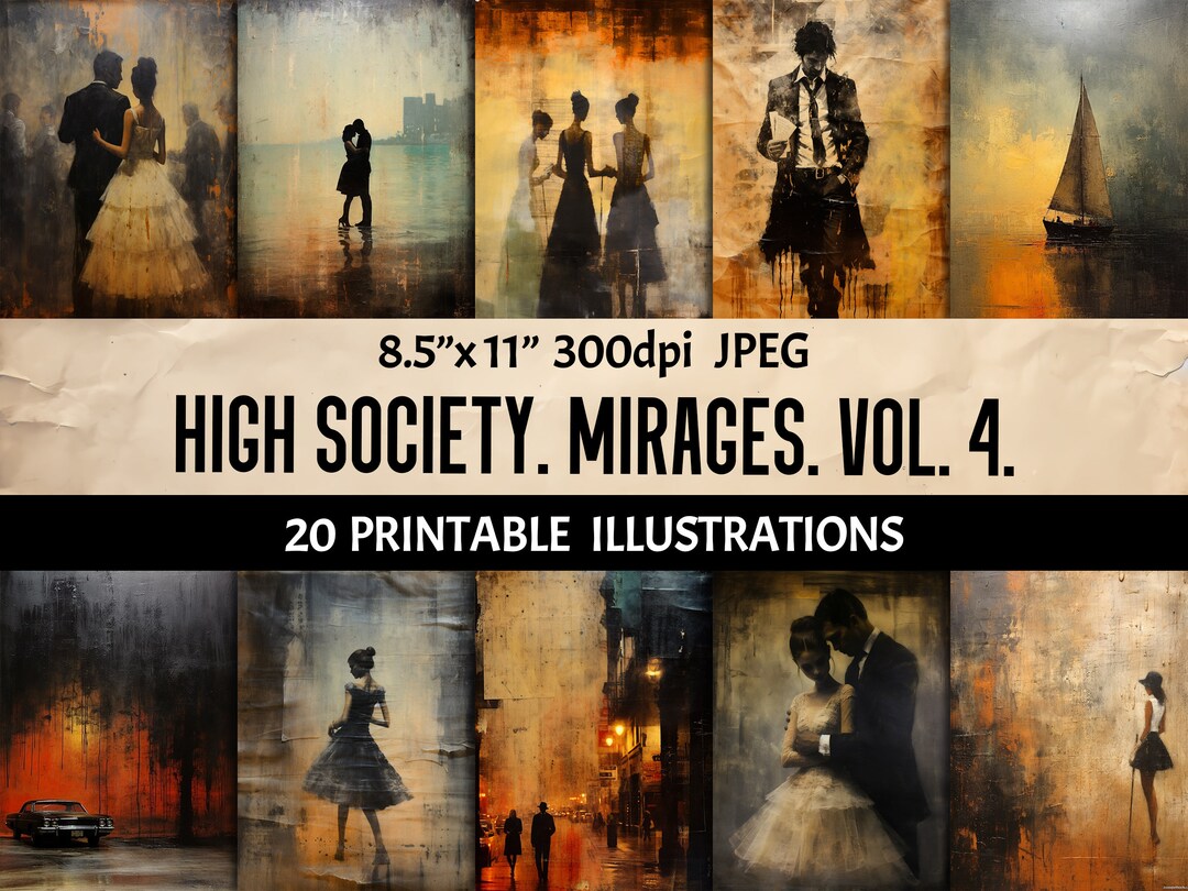 High Society Digital Images in Amber Grunge Tones - Aged Photo Style ...