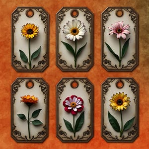 Gothic Floral Tags 100 Printable Goth Labels Dark Flower Aesthetic Junk ...