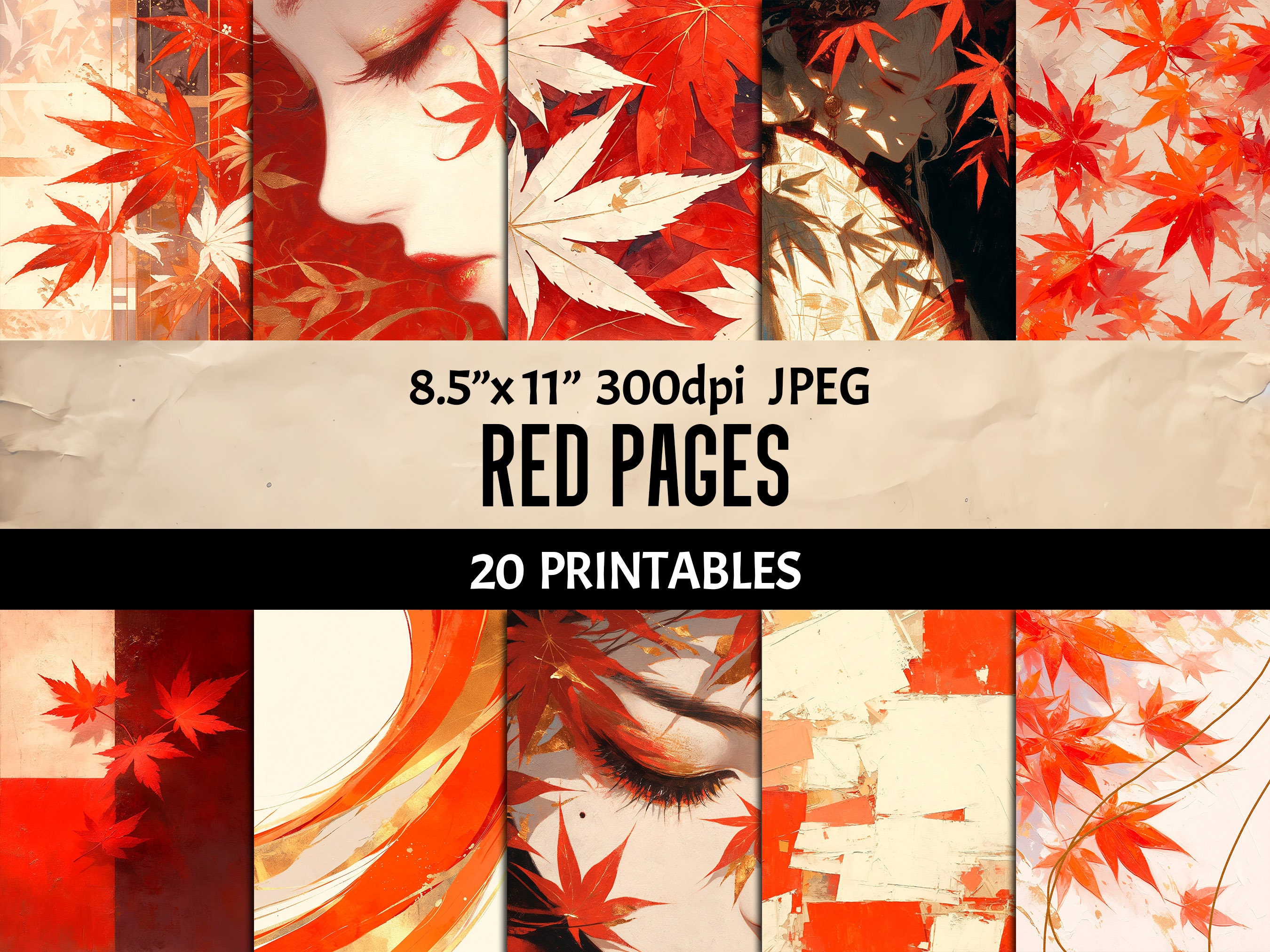 Red Aesthetic Digital Scrapbook Pages Printable Wall Art Decor Junk ...