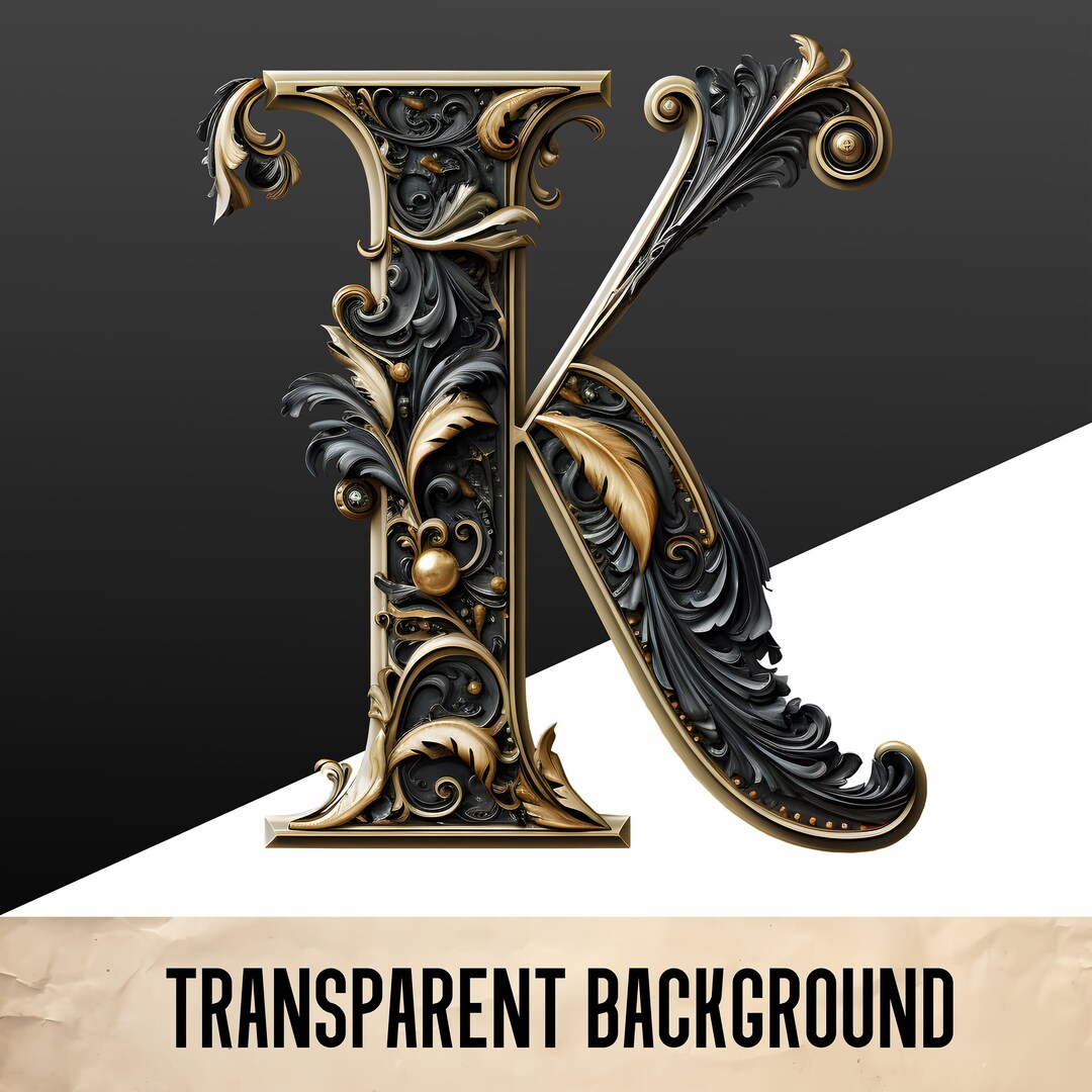 Elegant Gothic Floral Monogram K - Vintage Style Alphabet Initial for ...