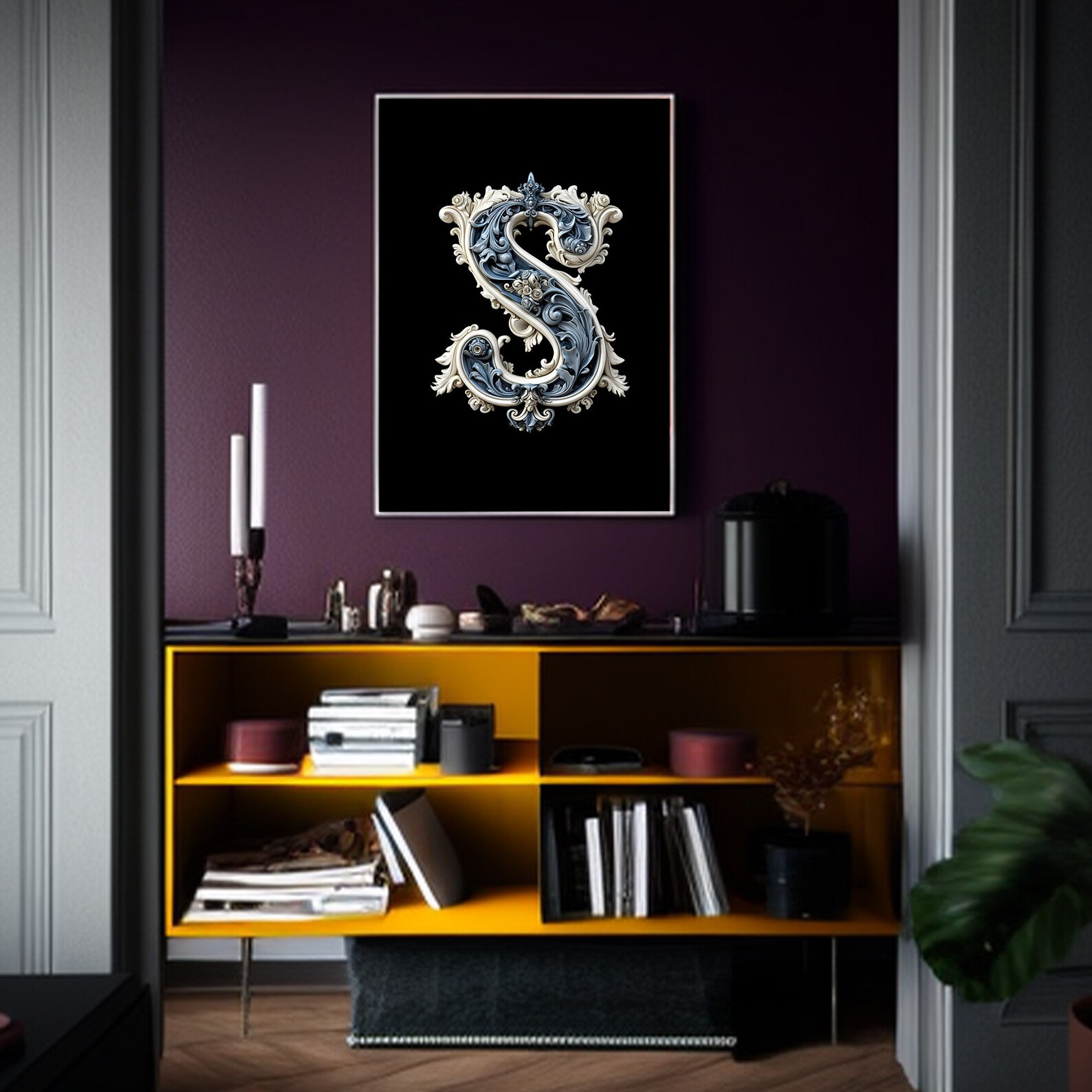 Floral Monogram Initial Letter S Sublimation Scrapbooking - Etsy