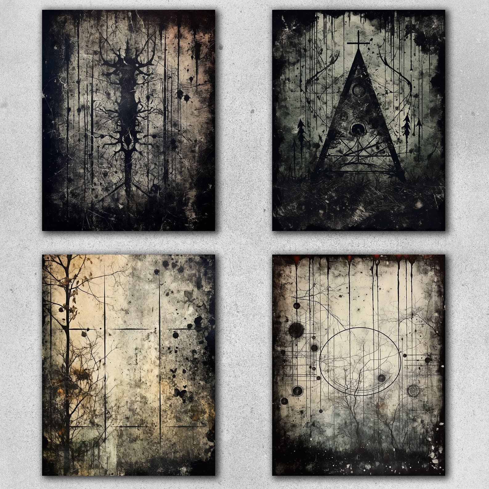Printable Occult Black Grunge Journal Pages Esoteric Designs, Dark ...