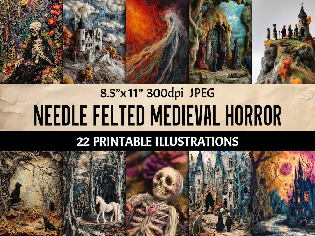 Medieval Fantasy Horror Digital Paper Pack - Printable Needle Felted ...