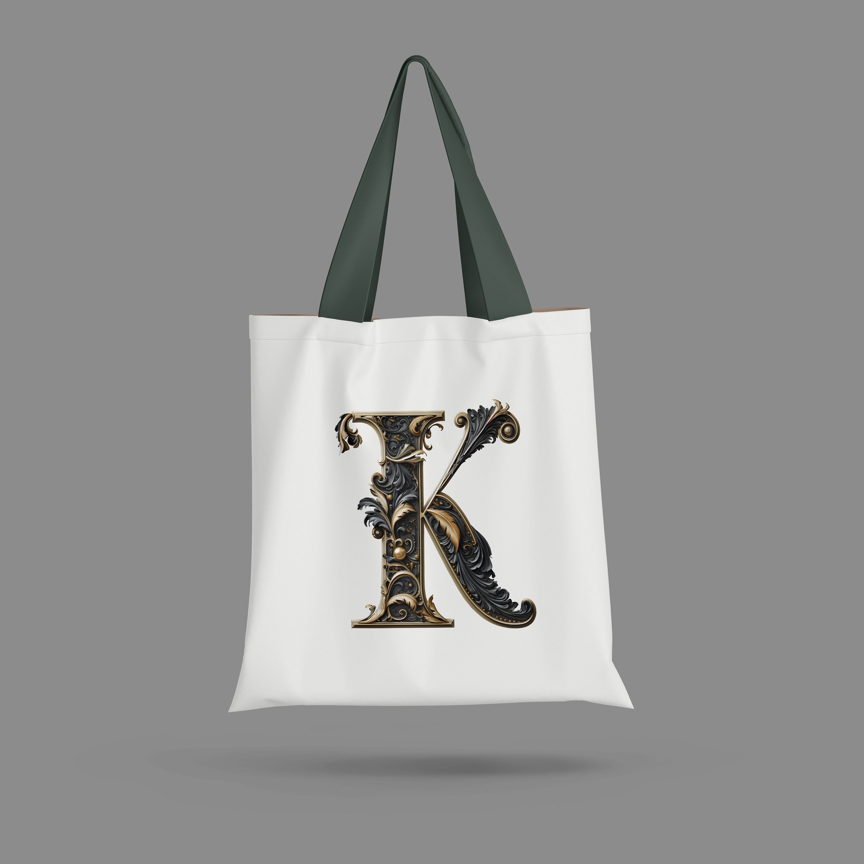 Elegant Gothic Floral Monogram K Vintage Style Alphabet Initial for ...