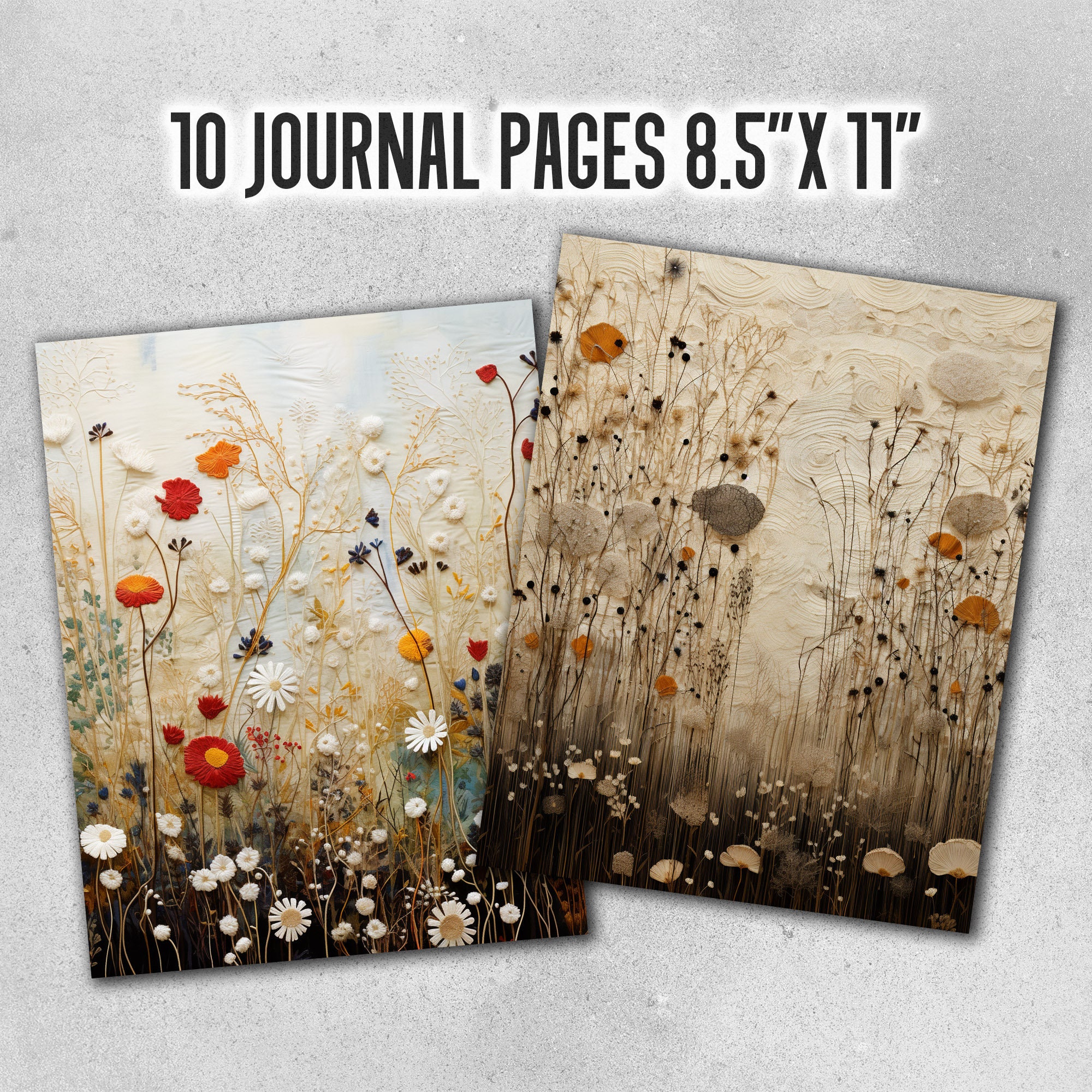 Printable Meadow Flowers Journal Page Wildflowers Digital Paper for ...