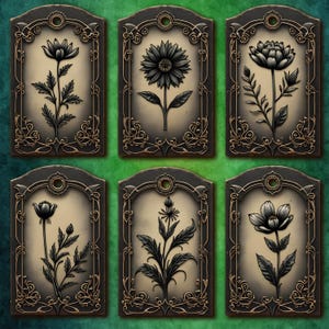 Gothic Floral Tags - 100+ Printable Goth Labels | Dark Flower Aesthetic ...