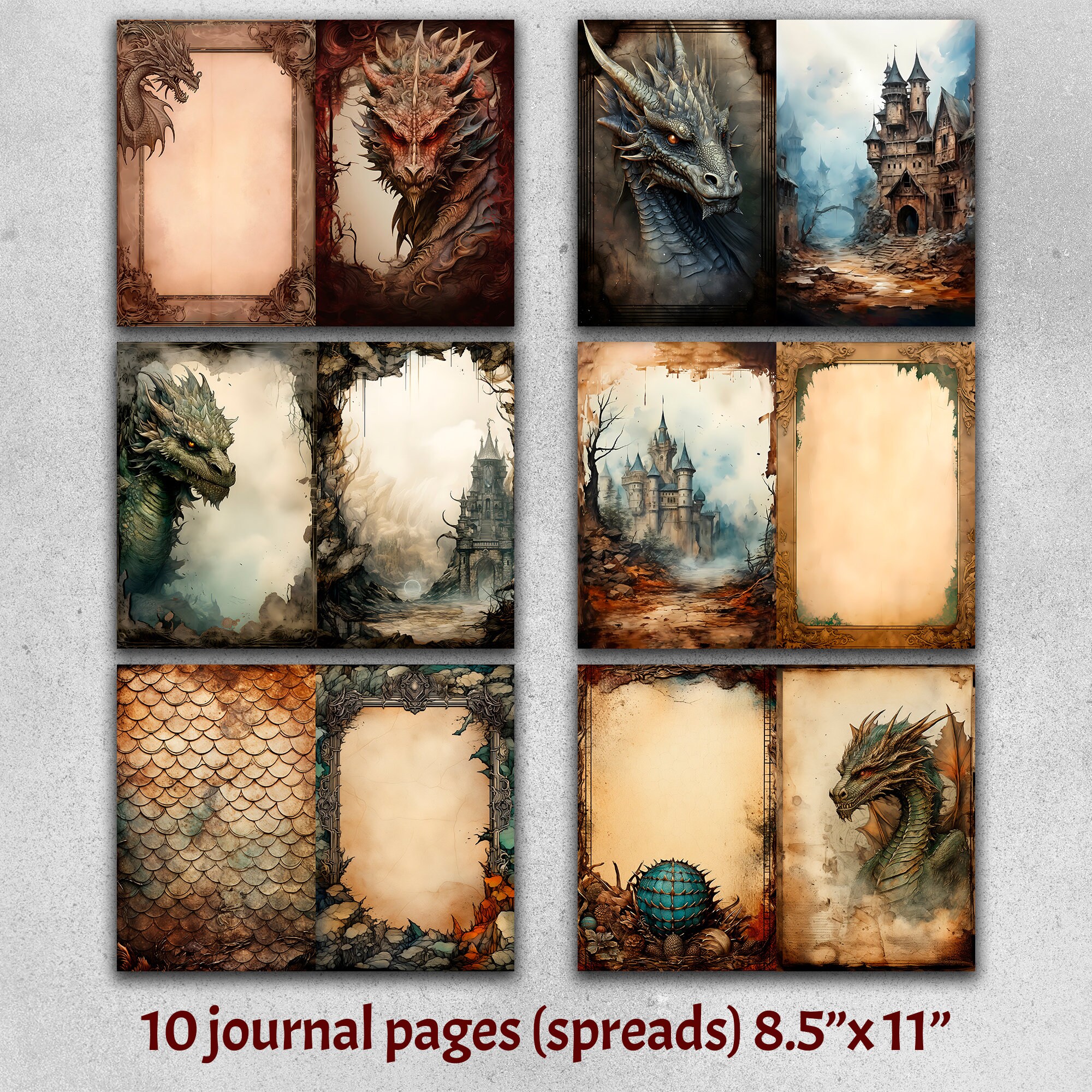 Dragons Journal Crafting Printables Kit Dragon Junk Journal - Etsy