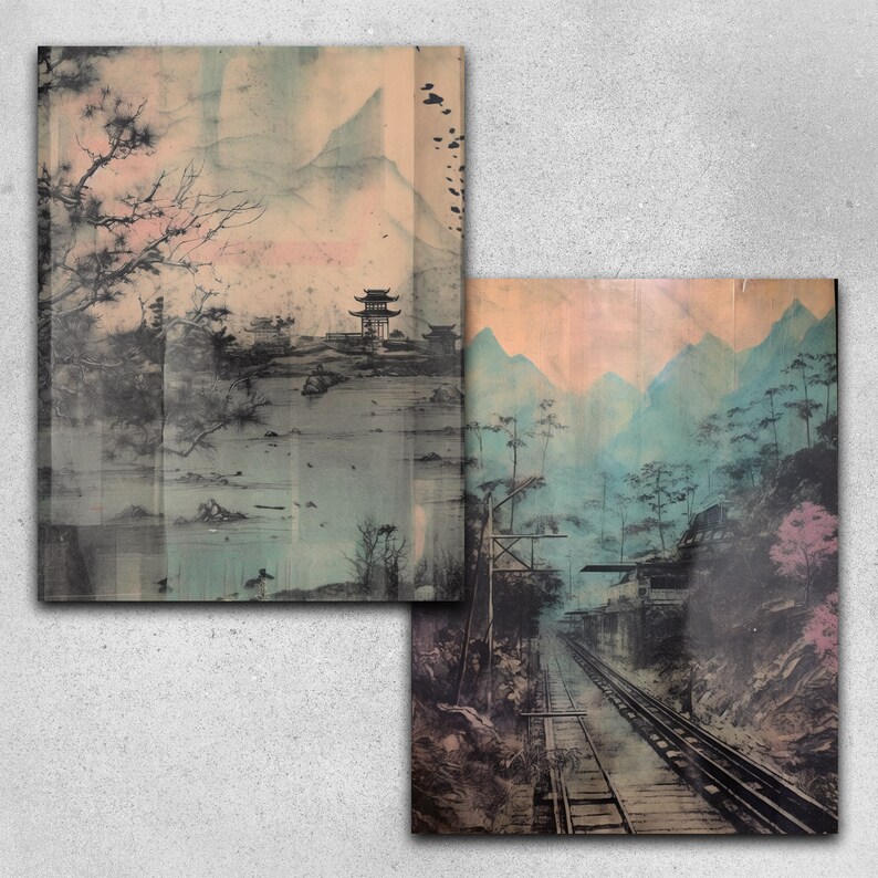 Japanese Ephemera Scrapbooking Kit Grunge Views in Japan Printable ...