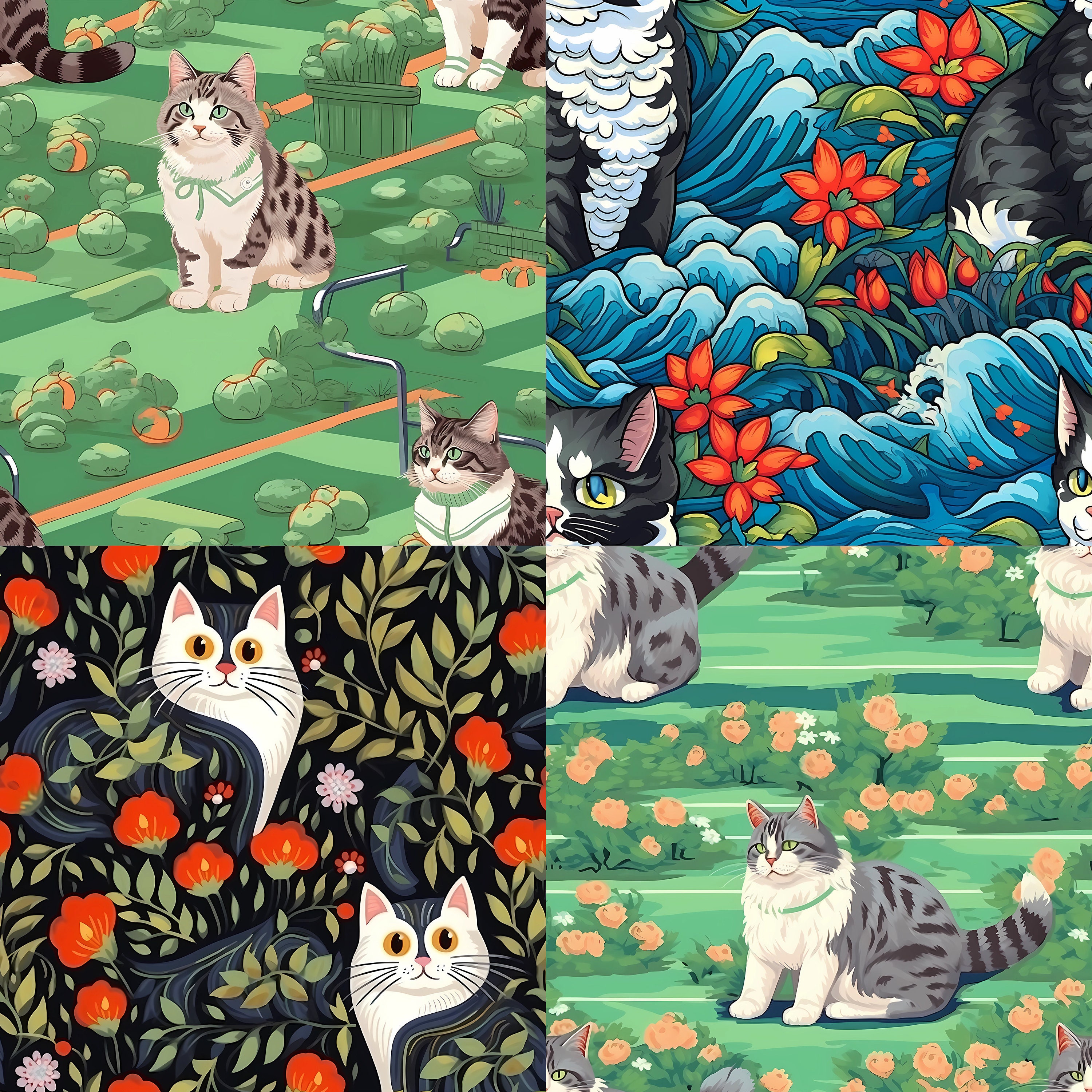 Cats Digital Paper Seamless Pattern Printable Image Sheet for Scrapbook ...