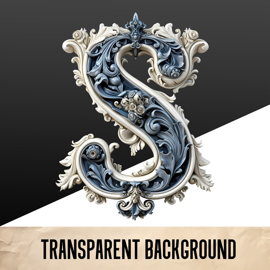 Floral Monogram Initial Letter S Sublimation Scrapbooking - Etsy