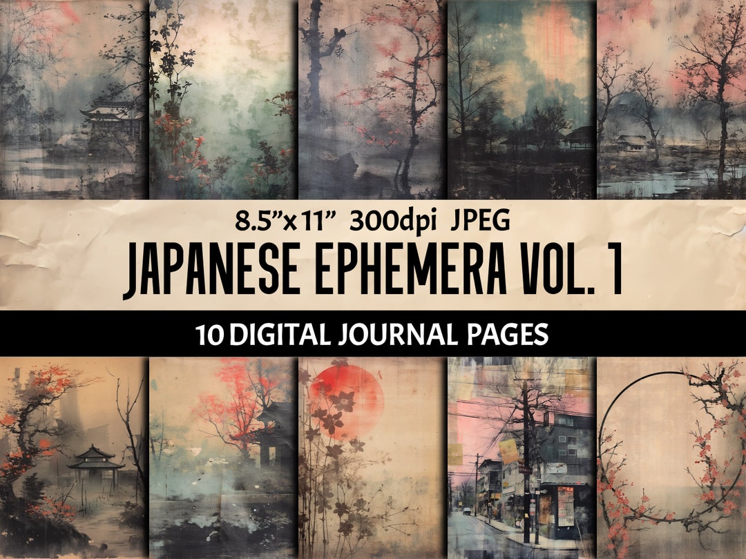 Japanese Junk Journal Pages - Printable Japan Themed Paper - Digital ...