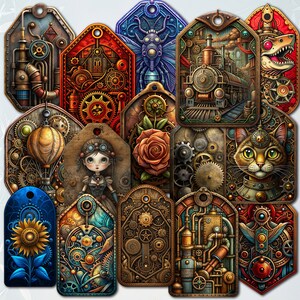 Steampunk Tags and Labels Printable Industrial Junk Journal Supplies ...