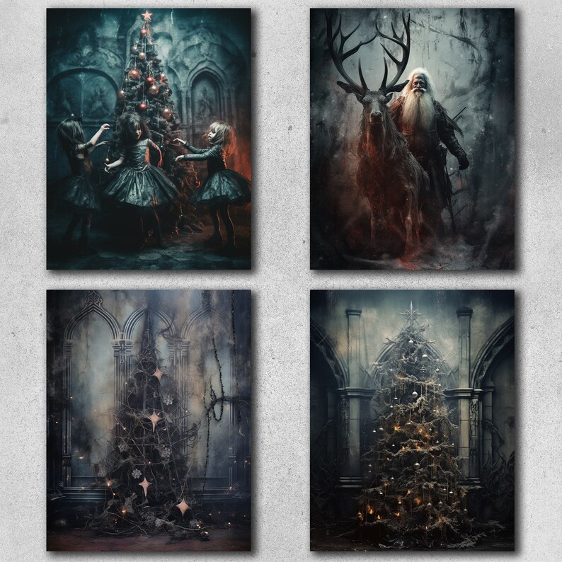 Gothic Christmas Digital Art: Vintage Grunge Illustrations (digital ...