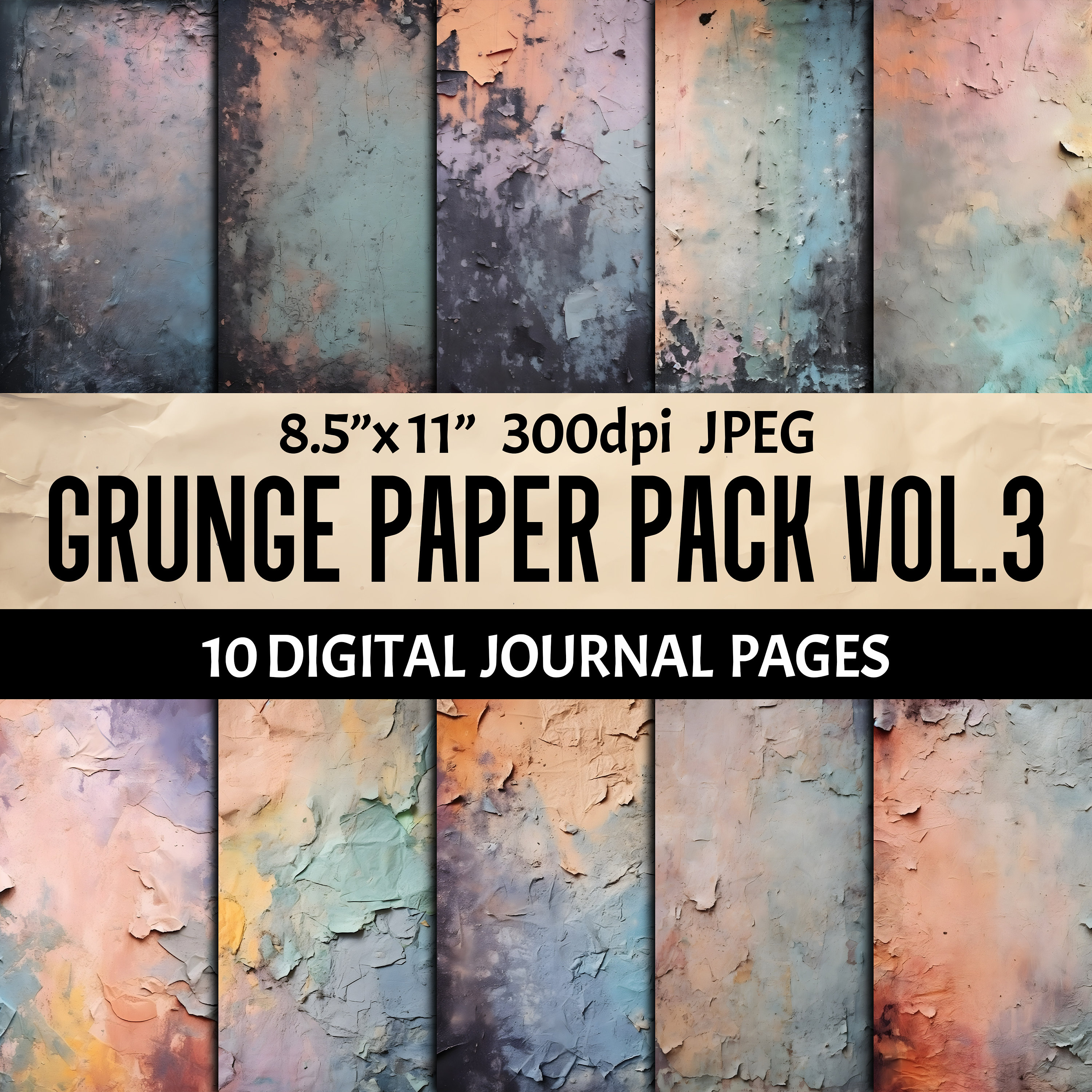 Edgy Grunge Scrapbook Kit Digital Paper Printable Ephemera for Junk ...