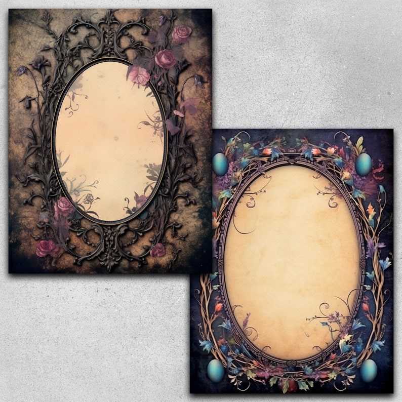 Dark Floral Frames Junk Journal Kit Grunge Scrapbooking - Etsy