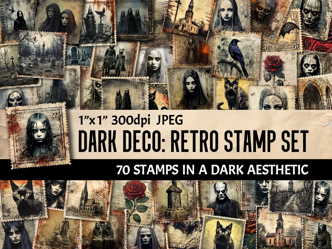 Gothic Dark Deco Stamps, Printable Ephemera (digital Download) - Etsy