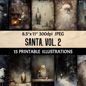Grunge Christmas Vintage Santa Digital Art Dark Winter Aesthetic New ...