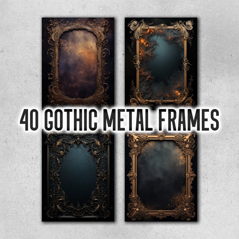 Gothic Printables Frames Pages Pack of 40 Papers for Junk - Etsy