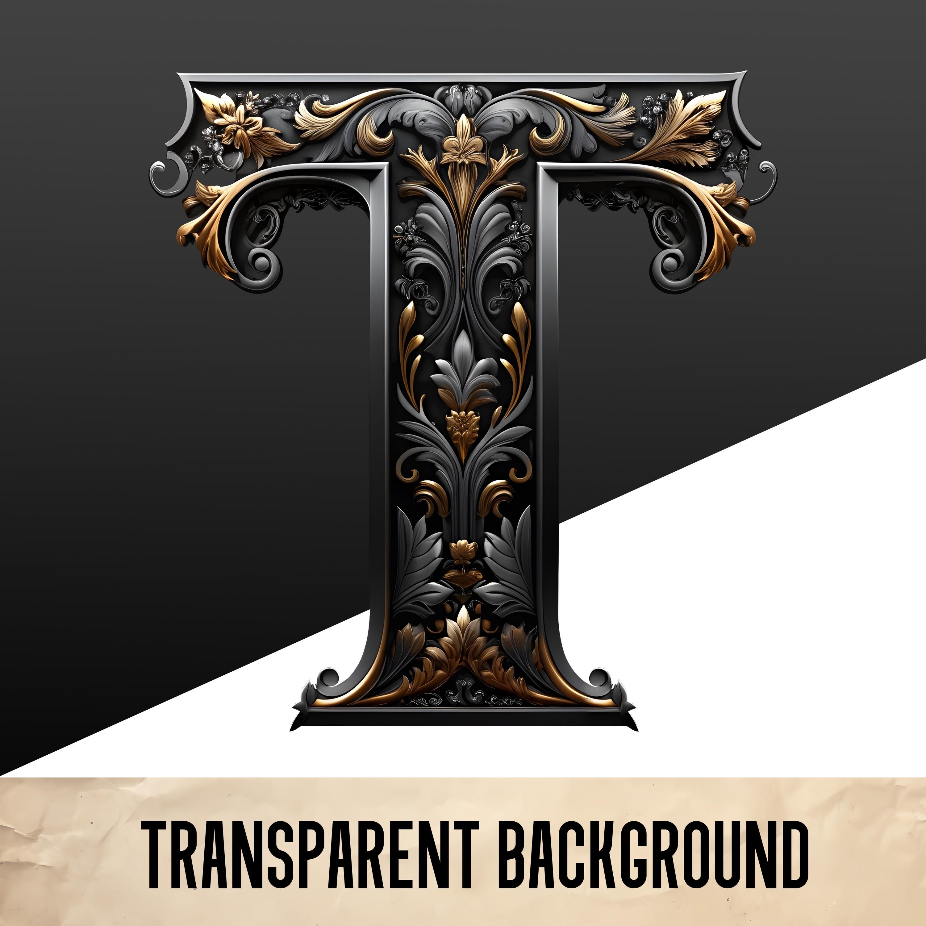 Gothic Alphabet Letter T PNG Printable Clipart for Junk Journal ...