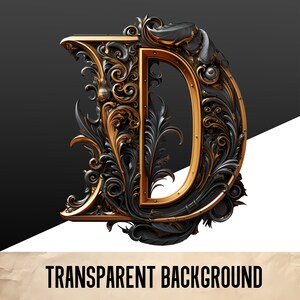 Alphabet Letter D Goth Style - Sublimation Scrapbooking Collage Graphic ...