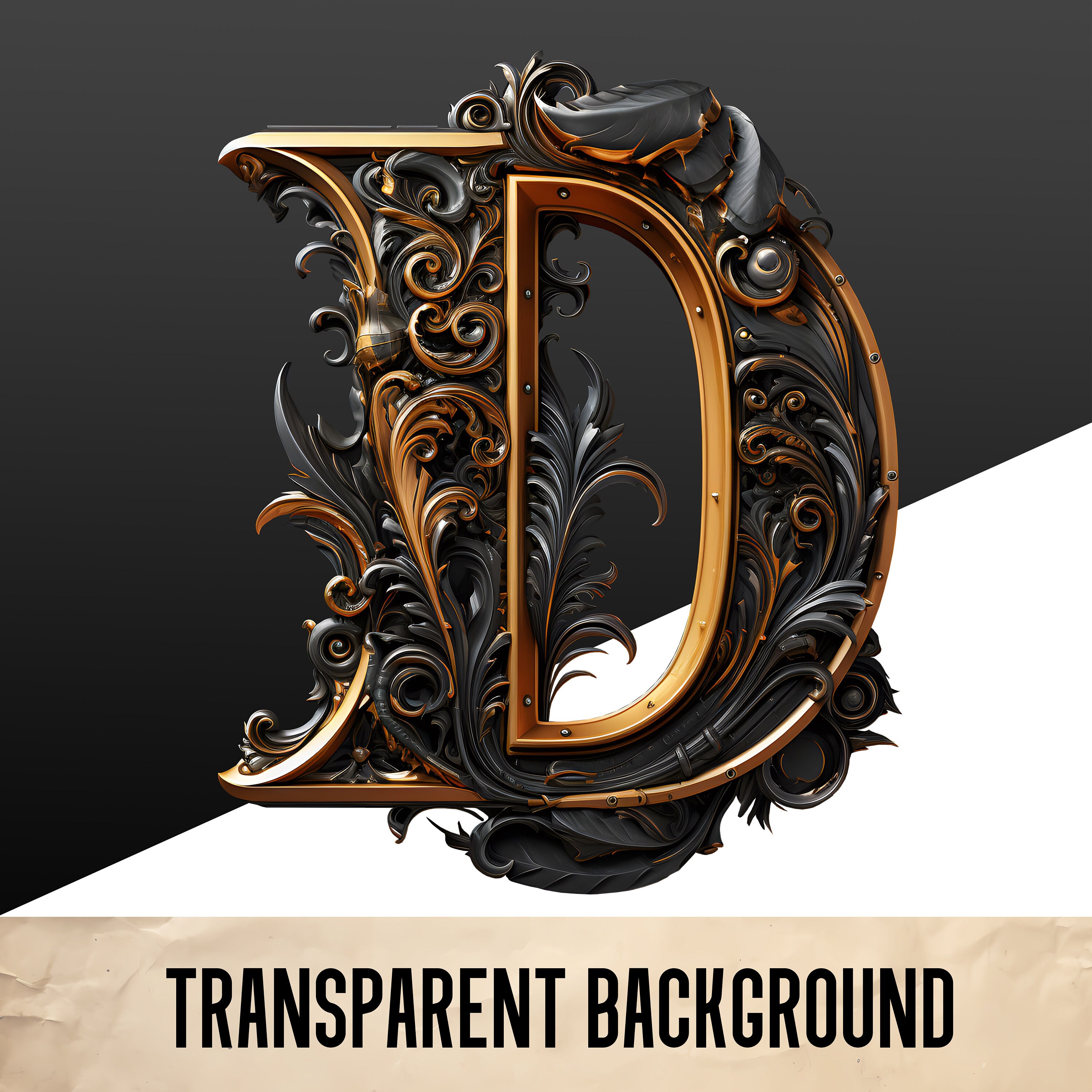 Alphabet Letter D Goth Style Sublimation Scrapbooking Collage Graphic ...