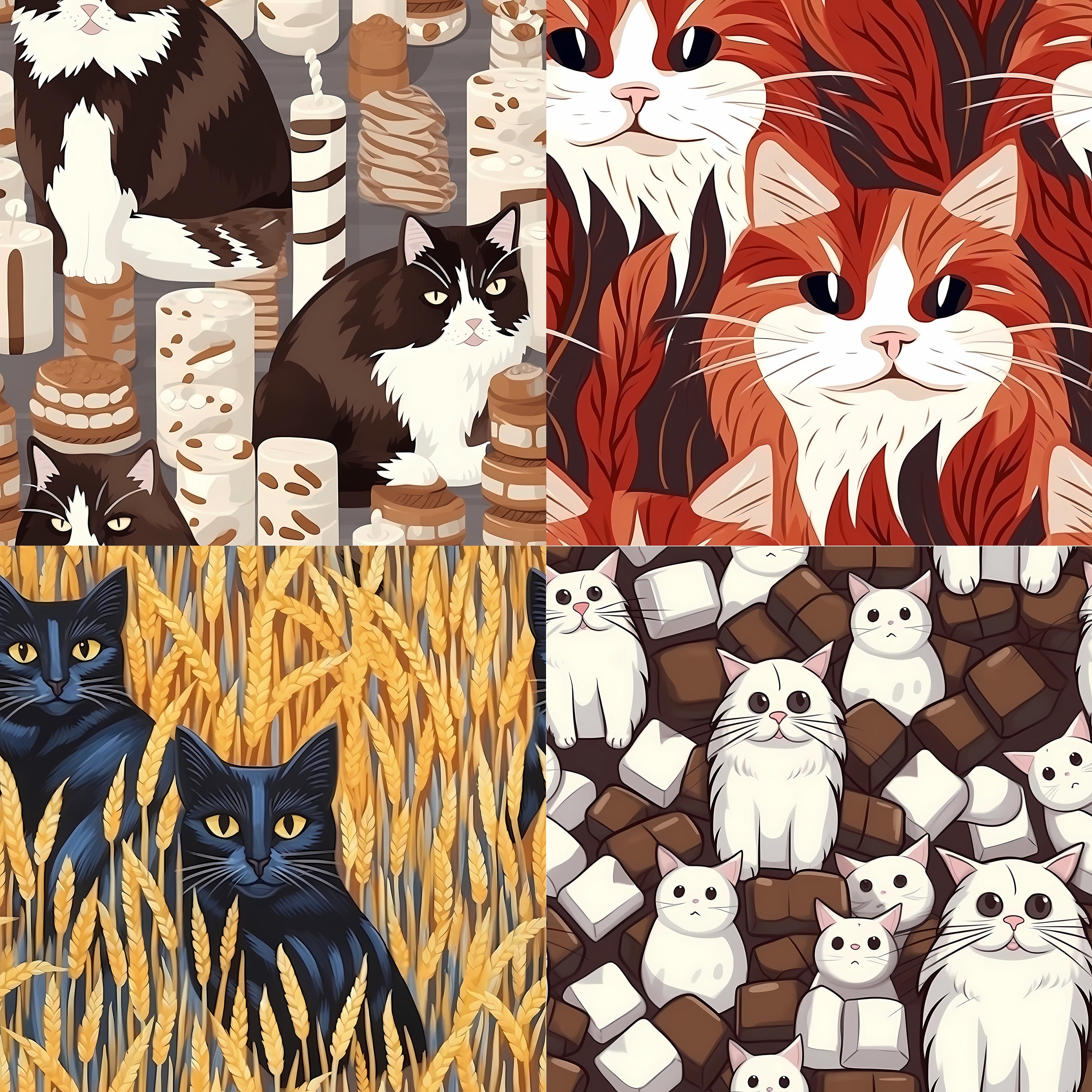 Cats Digital Paper Seamless Pattern Printable Image Sheet for Scrapbook ...