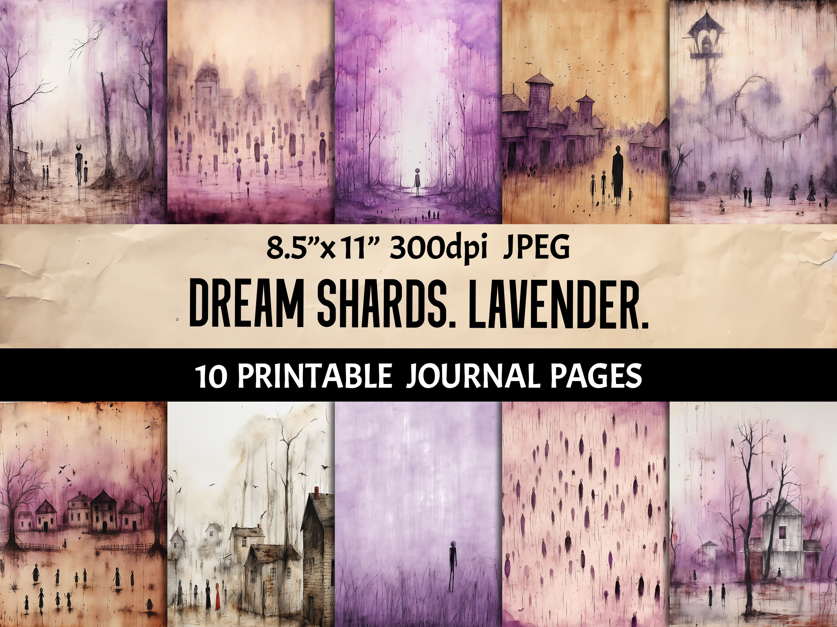 Nightmare Printable Journal Page Horror Dreams Digital Paper for Junk ...