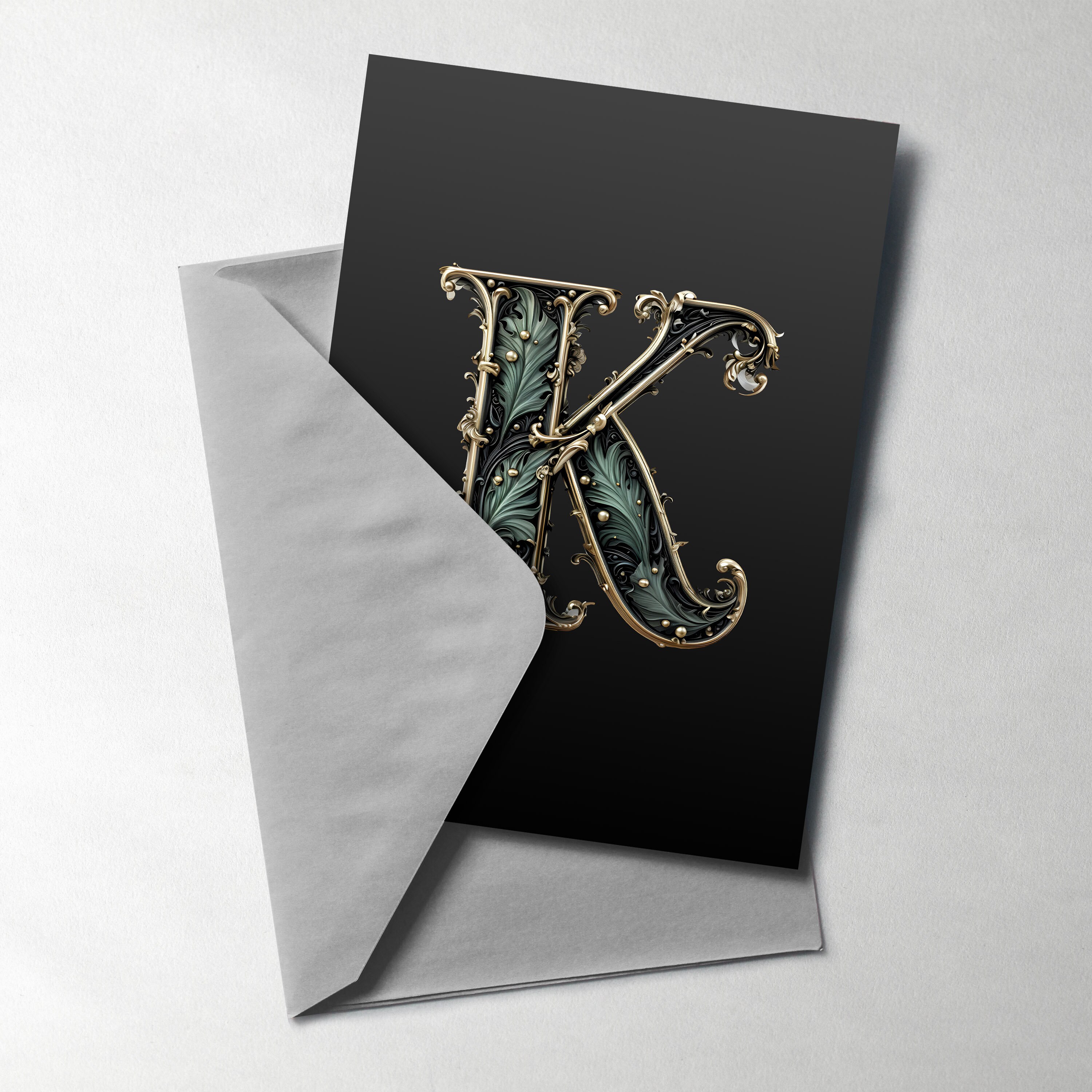 Goth Floral Monogram Initial Letter K Sublimation Scrapbooking Collage ...