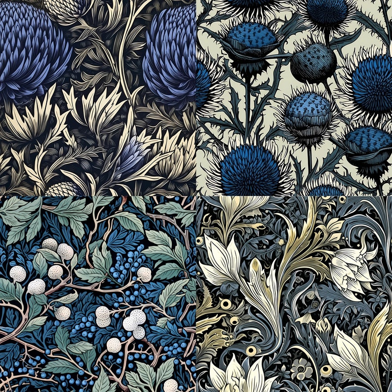 Floral Goth Pattern Seamless - Gothic Flowers Digital Paper Set ...