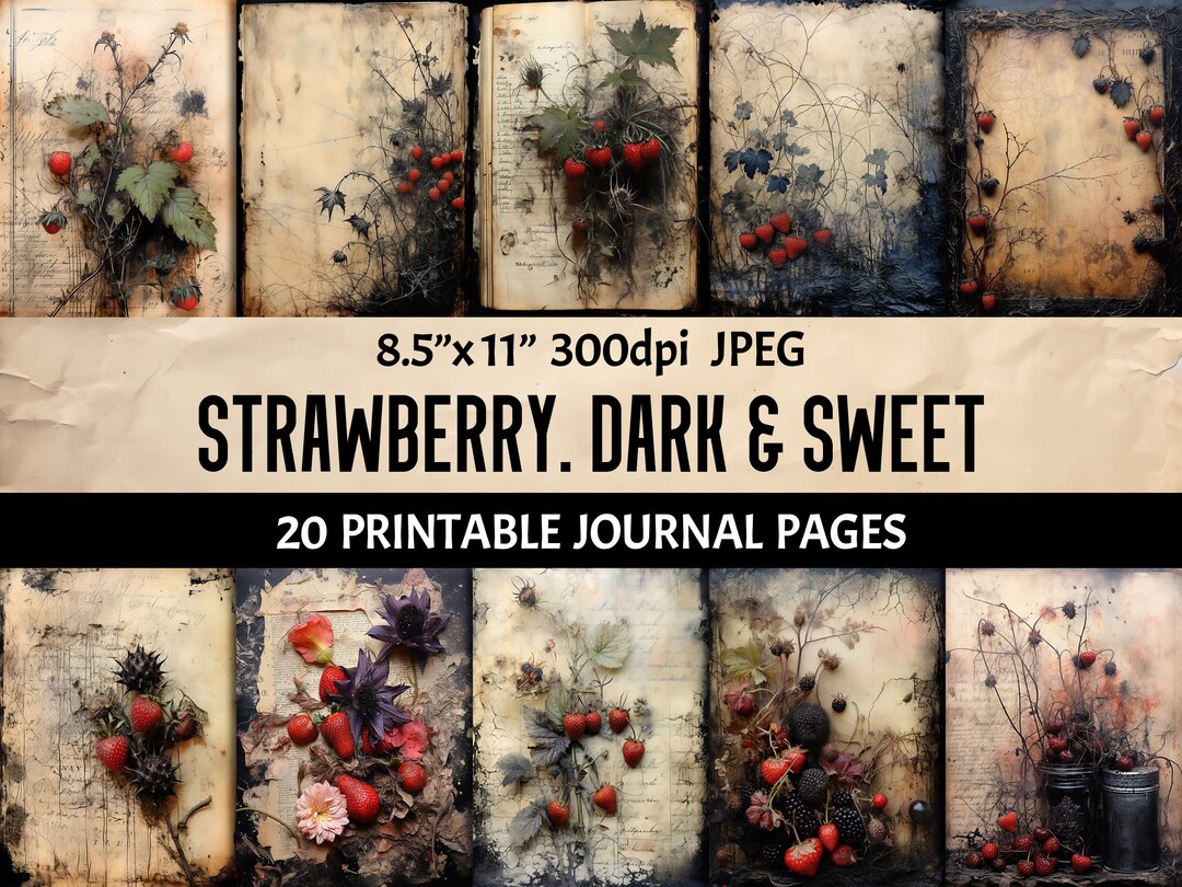 Gothic Strawberry Printable Journal Pages - Dark Aesthetic Digital ...