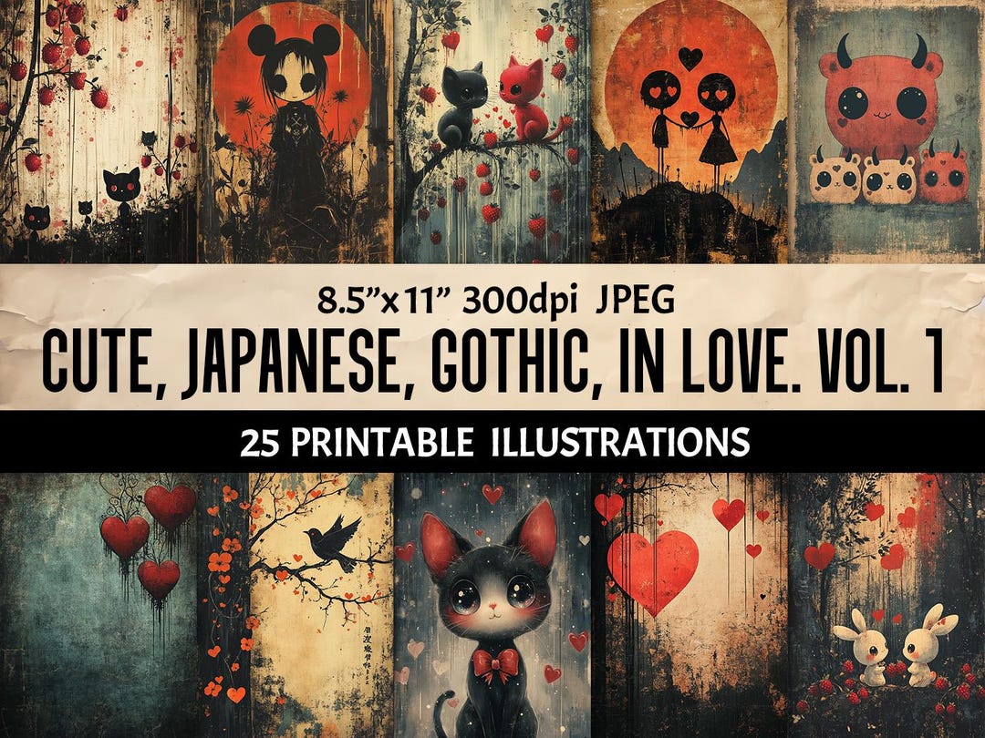 Japanese Gothic Valentines Day 25 Digital High Quality Goth Dark ...