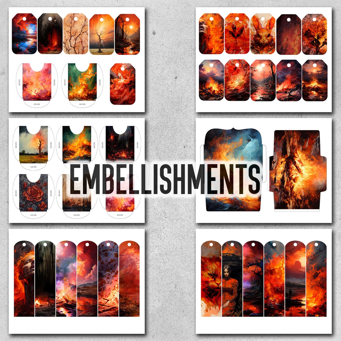 Printable Fire Journal Kit Digital Pages and Embellishments for Junk ...