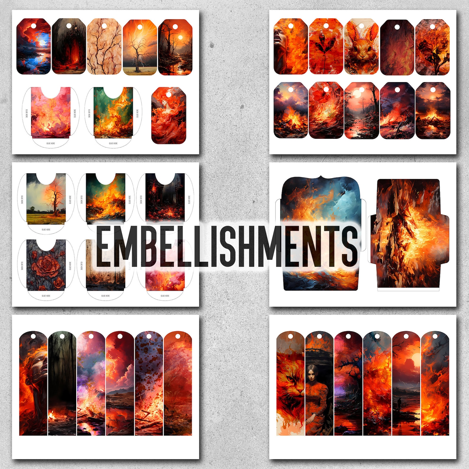 Printable Fire Journal Kit Digital Pages and Embellishments for Junk ...